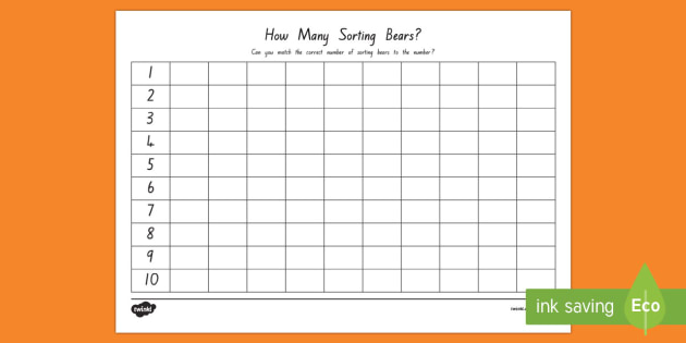 Sorting Bears Number Worksheet / Worksheet (teacher made)