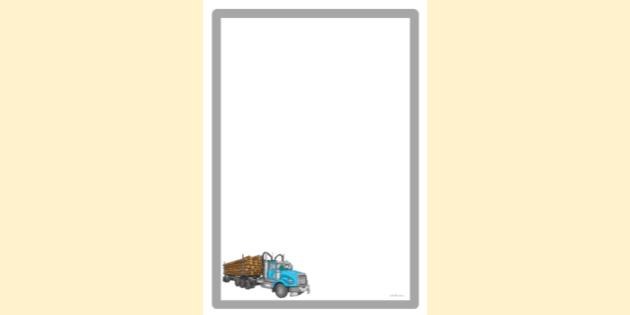 FREE! - Simple Blank Log Truck Border | Page Borders | Twinkl