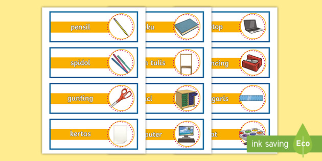 Classroom Objects Vocabulary Cards Indonesian (teacher made)