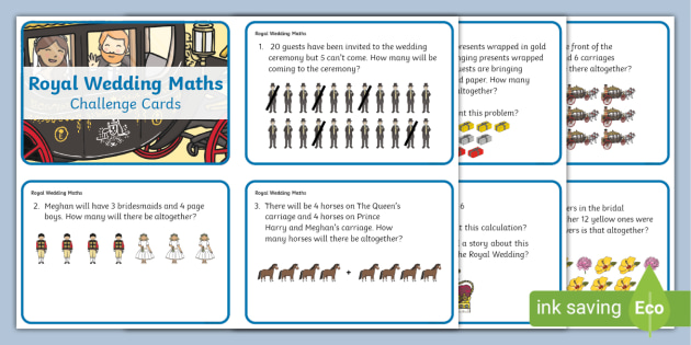 KS1 Royal Wedding Maths Challenge Cards (teacher made)