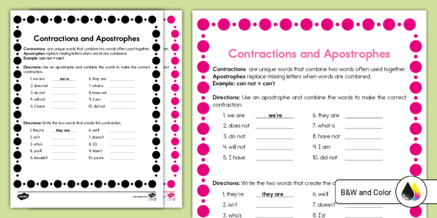 Contraction Worksheets For Second Grade Contractions Worksheets | All