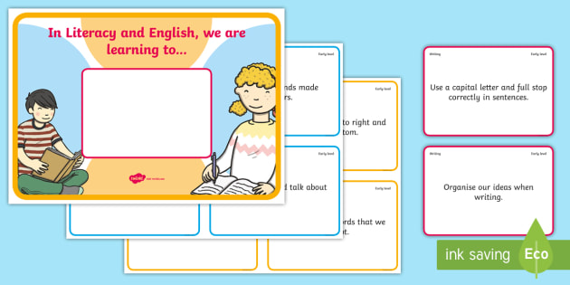 'We Are Learning To' Early Level Literacy and English Display Poster