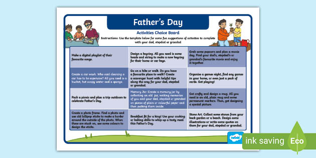 Father's Day Activities Choice Board | Primary Resources