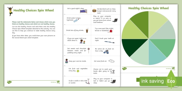 Healthy Choices Spin Wheel KS1 (teacher made)