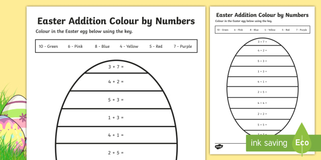 Easter Addition Colour by Number | Maths Activities