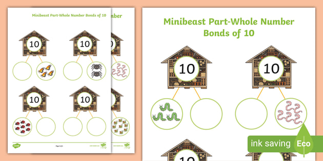 👉 Minibeast-Themed Part-Whole Number Bonds of 10 Activity