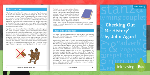 AQA Poetry: Checking Out Me History - Revision Notes