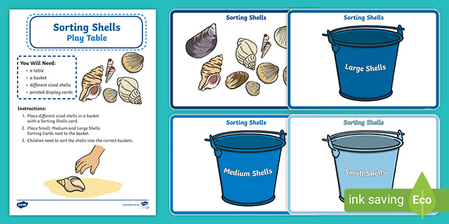 Sorting Shells Play Table Display Labels (teacher made)