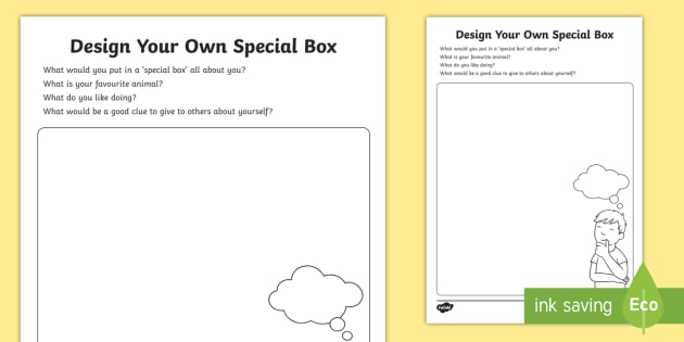 My Special Box About Me Worksheet / Worksheet