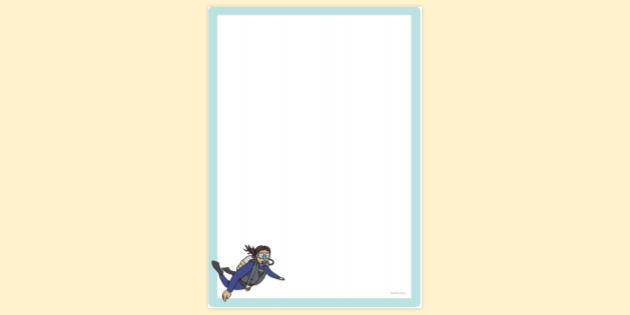 FREE! - Simple Blank Scuba Diver Page Border | Page Borders | Twinkl