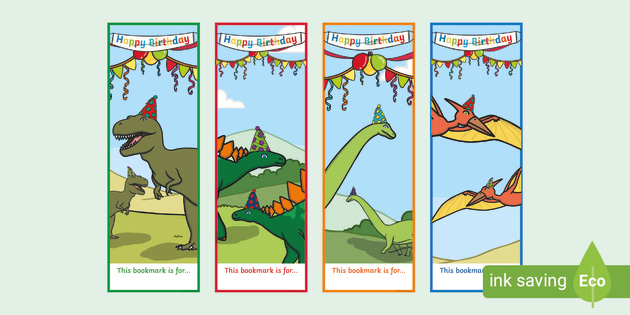 FREE! - Birthday Themed Dinosaur Display Bookmarks
