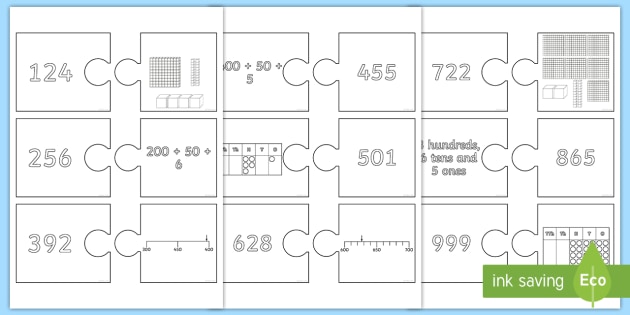 Numbers 1-1000 Different Representations Jigsaw Activity