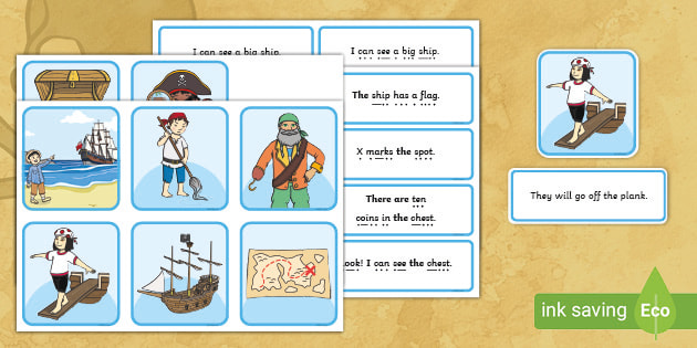 Pirate-Themed Simple Sentence Matching Activity