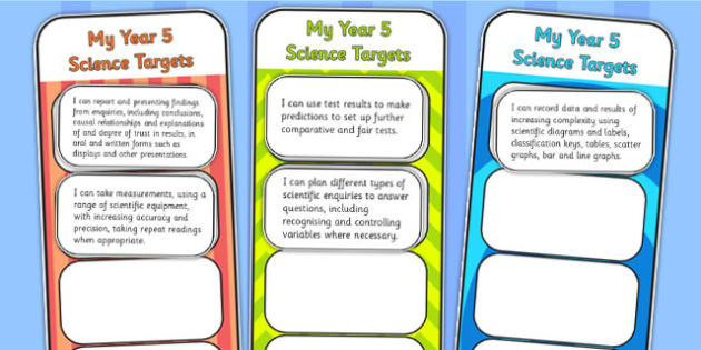 2014 National Curriculum Year 5 Science Assessment Bookmarks and Cut Outs