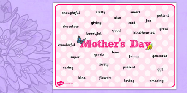 Mother's Day Word Mat - ESL Mother's Day Vocabulary