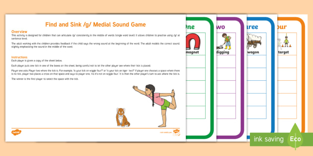 Find and Sink /g/ Medial Sound Game (creat de profesori)