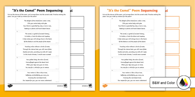 It's the Camel Poem Sequencing Activity (Teacher-Made)