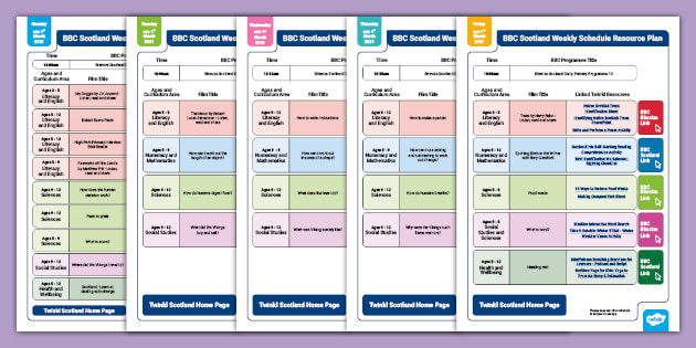 Free BBC Scotland Weekly Schedule Resource Plan: W/C 1st March 2021