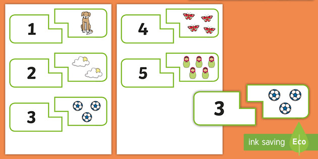 👉 Counting Matching Puzzle 1 to 5 (teacher made)