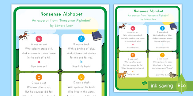 Nonsense Alphabet Poem Poster (teacher made)