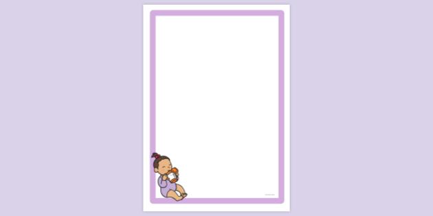 Baby with Sippy Cup of Milk Page Border