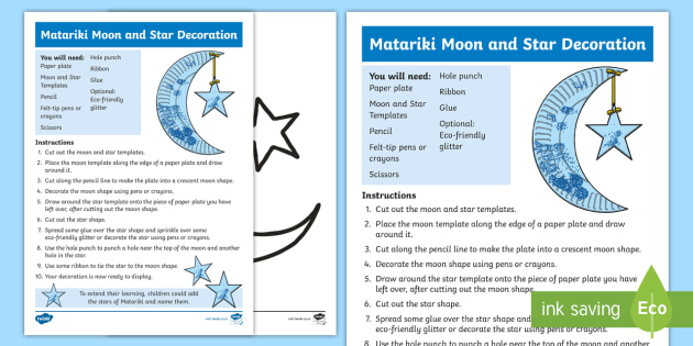 Matariki Moon and Star Craft Activity (teacher made)