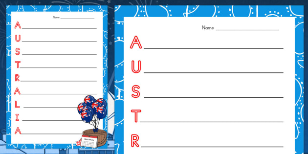 Australia Day Acrostic Poem - australia, day, acrostic, poem