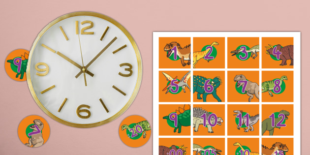 Dinosaur Clock Display Sticker Labels