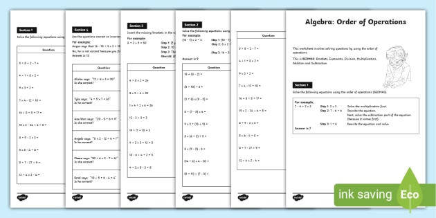 Beginning Order Of Operations Worksheets Order Of Operations