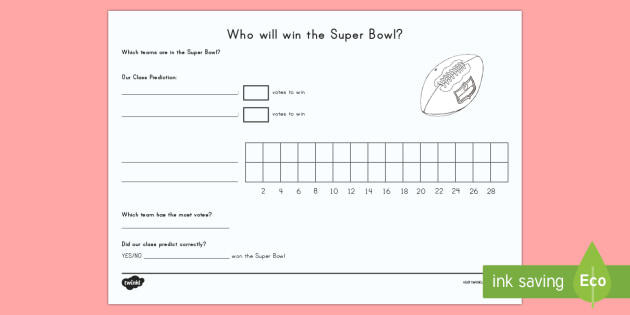 Super Bowl 2018 Count and Graph Worksheet / Activity Sheet