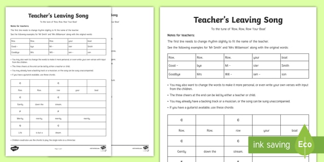 👉 KS1 Teacher's Leaving Song (teacher made)