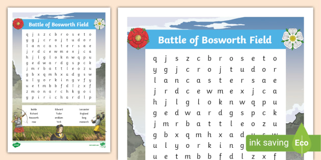 Battle of Bosworth Word Search (teacher made)