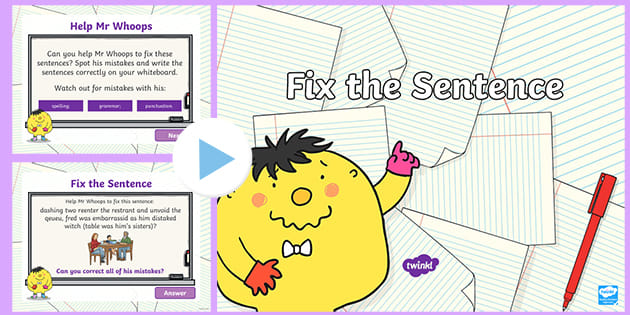 UKS2 Fix the Sentence Activity PowerPoint