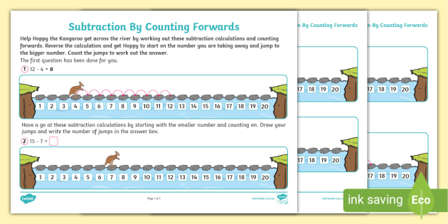 Subtraction By Counting Forwards Worksheet