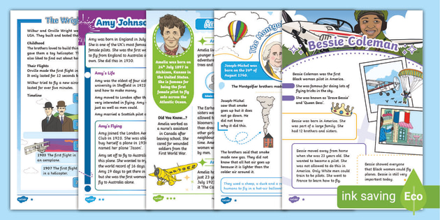 KS1 The History of Flight Bumper Reading Comprehension Pack