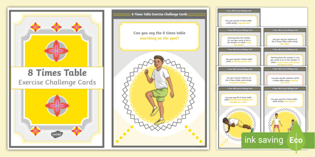 8 Times Table Game - Exercise Challenge Cards - Twinkl