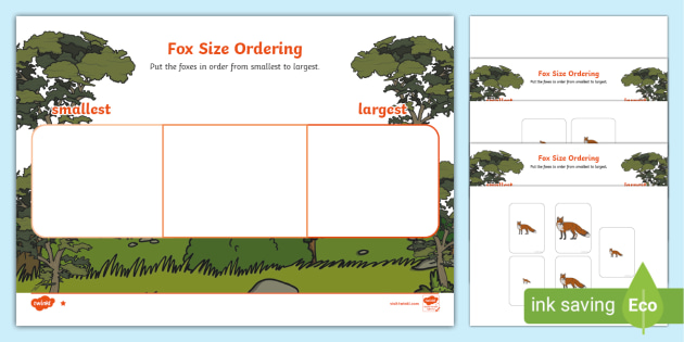 Fox Size Ordering Activity - EYFS - Maths - Twinkl
