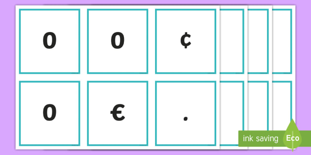Money Digit Cards (teacher made)