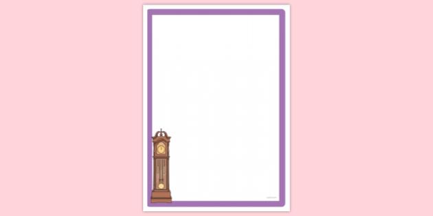 Simple Blank Old Clock Page Border | Page Borders | Twinkl