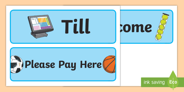 Sports Shop Role Play Signs (teacher made)