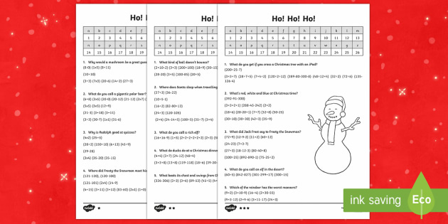 Mixed Calculation Christmas Joke Activity (teacher made)