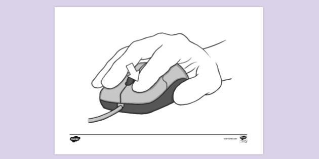 Mouse with Finger Clicking Colouring Sheet
