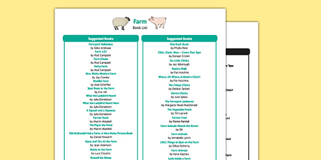 Farm-Themed Book List (teacher made)
