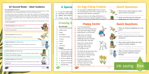 KS1 60-Second Reads: Easter Activity Pack (teacher made)