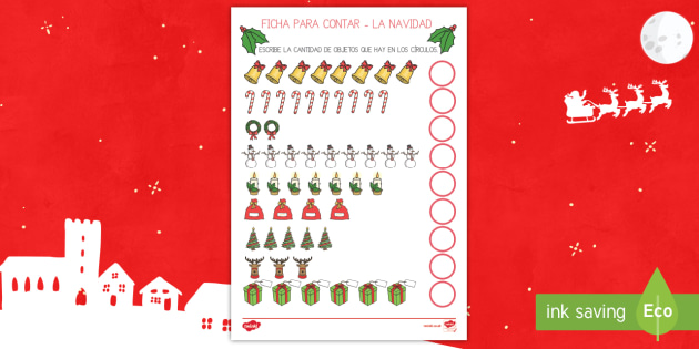 Ficha para contar: Números hasta 10 - La Navidad | Twinkl