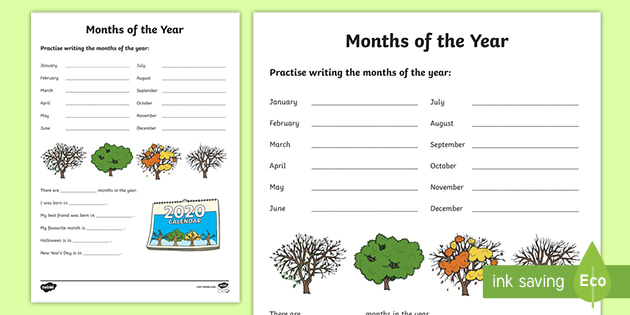 Months of the Year Worksheet / Worksheet (teacher made)