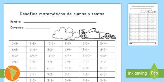 Desafio matemático: Sumas y restas