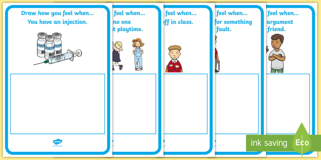 Black and White Draw How You Feel When Worksheet Set 4