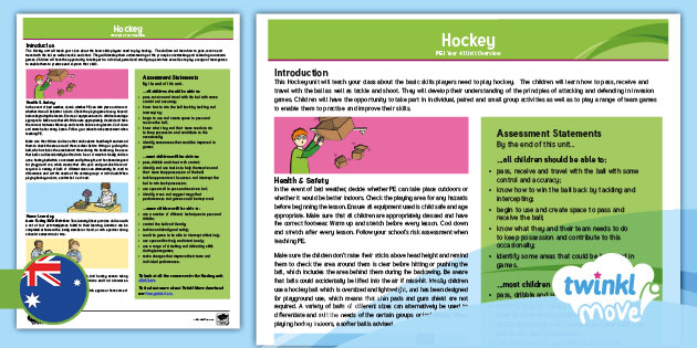 FREE! - Move PE Year 4 Hockey Unit Overview (teacher made)