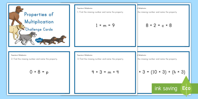 Properties of Multiplication Challenge Cards - properties of multiplication